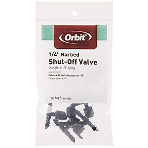 Orbit 67404 1/4" Barb Drip Irrigation Drip Manual Shut-Off Valve Coupling, 5-Pack
