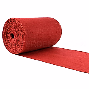 CleverDelights 12" Premium Red Burlap Roll - 50 Yards - No-Fray Finished Edges - Natural Jute Burlap Fabric