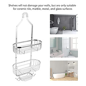 HUAOSN Shower Caddy, Metal Shower Shelf Wall Mounted Bathroom Shelves, 2 Layer Bathroom Wall Storage Basket, No Drilling, Bathroom Shelves Toilet Accessories(Plating)
