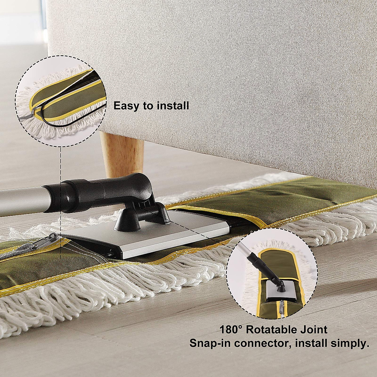 CLEANHOME 36" Commercial Dust Mops for Floor Cleaning Heavy Duty Floor Duster Mop with Long Handle Hotel Gym Household Cleaning Supplies for Hardwood, Tiles, Marble Floors,Green