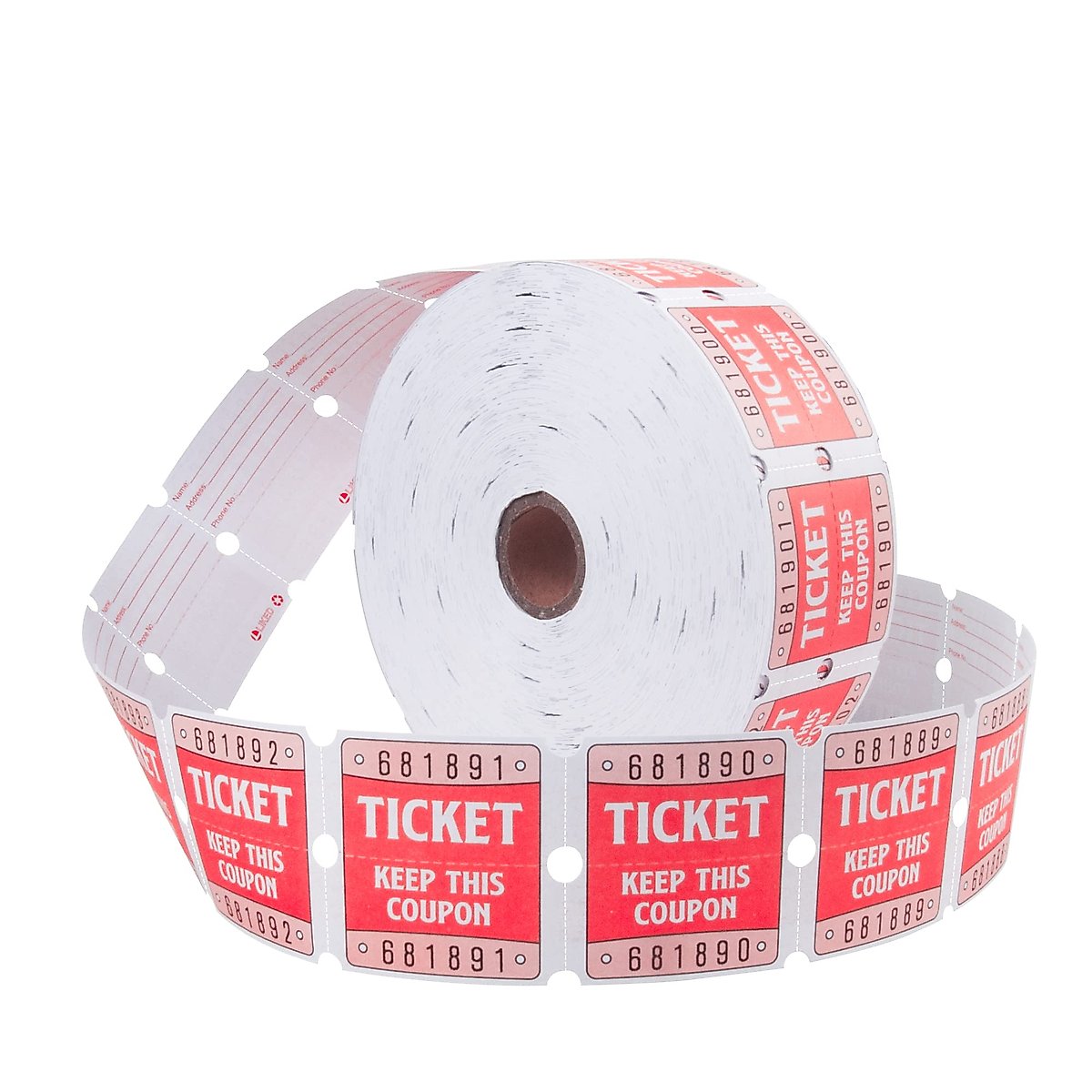 L LIKED Raffle Tickets Double Roll 2000 Tickets Consecutively Numbered 50/50 Raffle Tickets for All Event Party Prize Drawing Perforated Stubs (Easy Read Red)