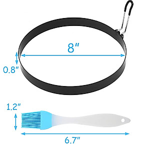 2 Pack 8 Inch Pancake Mold, Large Omelette Makers Ring for Griddle Stainless Steel Pancake Egg Ring for Frying Egg Muffin Round Pancake Maker Mold Rings with Insulated Handle for Eggs Breakfast