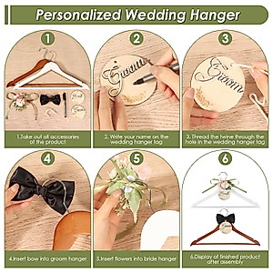 Bride Hanger, 2 Pack Wedding Hanger Bridal Hanger Bride Groom Hanger Personalized Name Tags, Dark Wood and White Wood Bridal Dress Hanger, Ideal Keepsake for Wedding Day Photos and Gift (Pink&White)