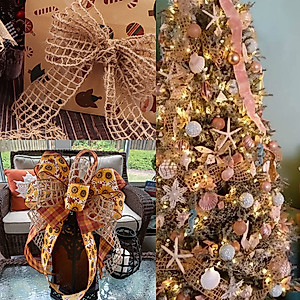 HUIHUANG Mesh Burlap Wired Ribbon With Edge - Rustic Jute Netting 2.5 Inch for Wreaths, Bows, Christmas Tree, Fall Wreath, Crafts, Gift Wrapping, Home Decor - 10 Yards