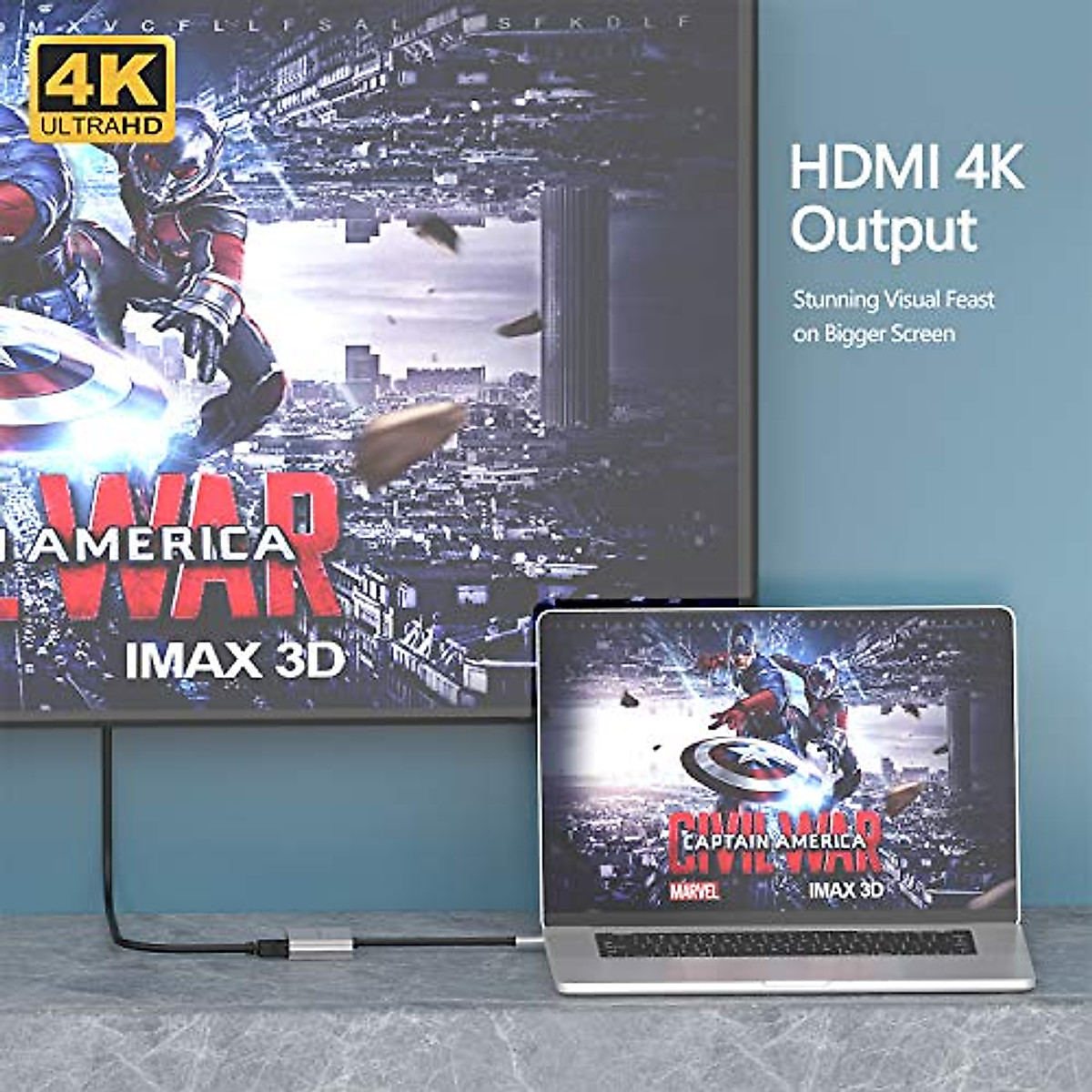 WAVLINK USB Type C to HDMI/VGA Adapter, 4K Resolution, Plug and Play, Wide Compatibility, Lifelong Customer Service