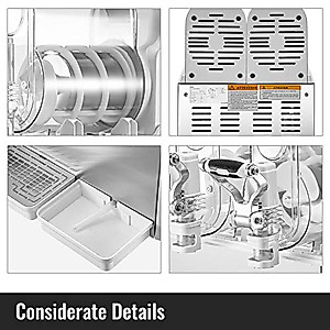 VEVOR Slushy Machine, 3L x 2 Daiquiri Machine Commercial, Single Bowl Frozen Drink Slush Machine, White Commercial Slushie Machine, 340W Frozen Slush Machine, Stainless Steel Home Slush Machine