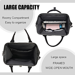 KNOWVAN Casual Backpack for Women, 15 Inch Laptop Shoulder Bag with USB Charging Port (Black)