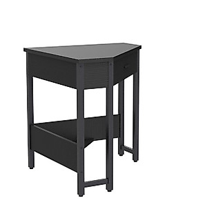 ODK Corner Desk, Triangle Computer Desk Corner Vanity with Large Drawer & Storage Shelves, Corner Writing Desk for Workstation