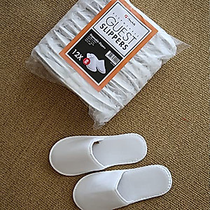 CHOCHILI 5 Pairs Fabric Packed Disposable Hotel Slippers for Airbnb Spa Salon Party Wedding Guests - Fits up to Adult US Men Size 10 & Women Size 11, White