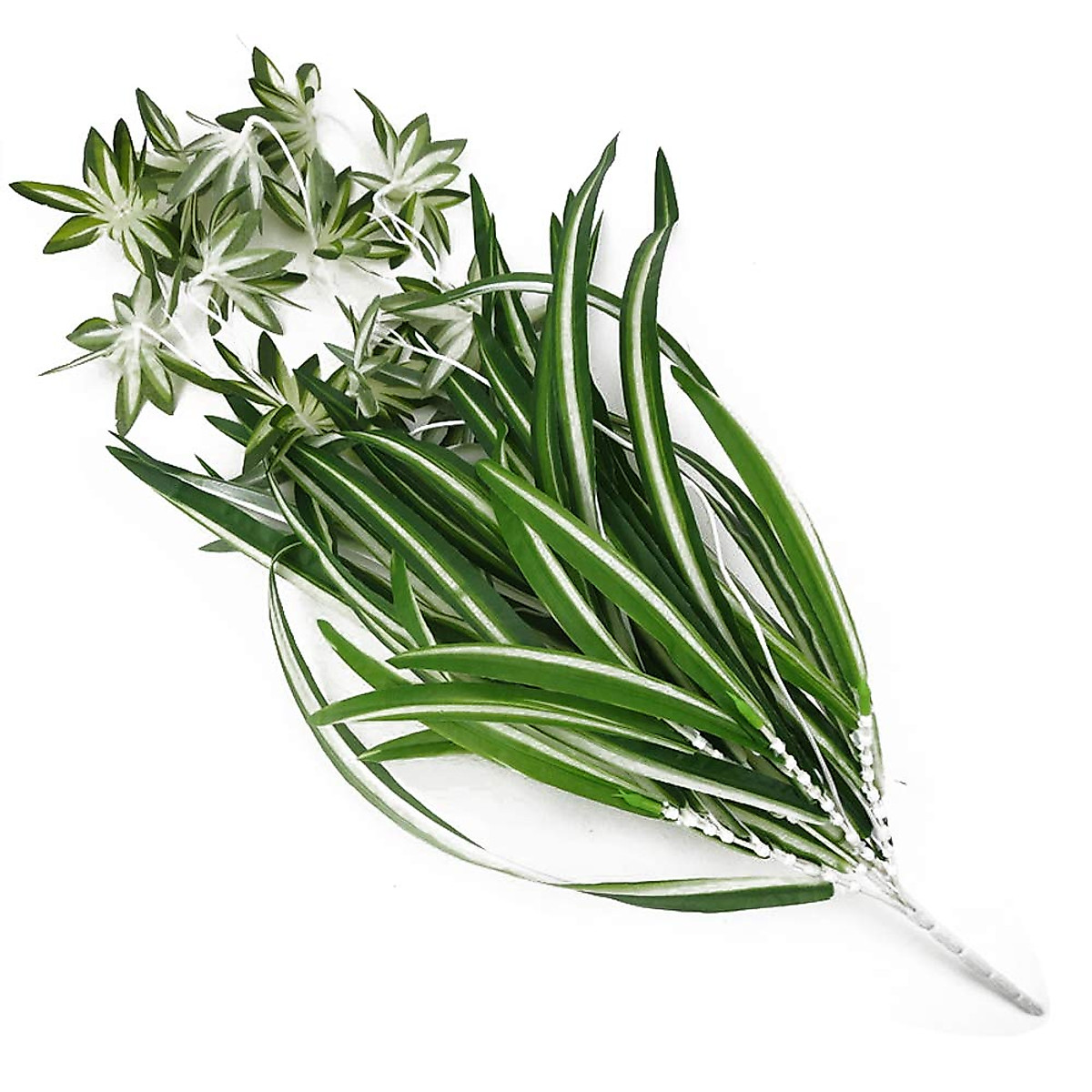 Artificial Chlorophytum Silk Flowers, Flowers Spider Plant Fake Greenery Faux Plant Hanging Basket Ivy Green Leaves Wall Hanging Plants for Home Garden Office Wedding Decoration (Green , One Size )