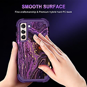 Miqala for Galaxy S21 5G Case with 2 Camera Lens Protector,Glow in The Dark Three Layer Shockproof Heavy Duty Full Body Protective Case for Samsung Galaxy S21 5G,Deep Purple