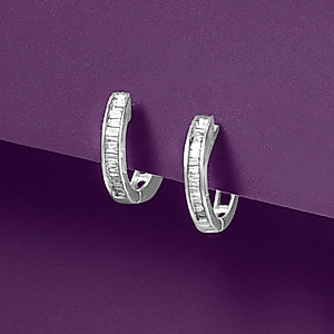 Ross-Simons 0.10 ct. t.w. Diamond Huggie Hoop Earrings in Sterling Silver