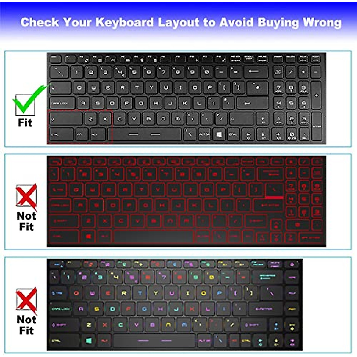 Keyboard Cover for MSI Raider GE77HX GE77 GE76 GE75 GE63, MSI Stealth GS76 GS75, MSI Vector/Leopard GP76 GP75, MSI Katana GF75, MSI Titan GT76, MSI Pulse GL75 GL65 15.6 17.3 MSI Gaming Keyboard Skin