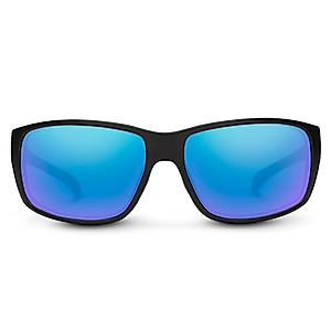 Suncloud Milestone Polarized Sunglasses – 100% UV Protection – Comfortable Fit, Trendy Design – for Men & Women – Matte Black + Polarized Blue Mirror Lenses