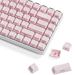 XVX Keycaps - Crystal Jelly Keycaps, Custom Keycaps 113 Keys, Side Printed Keyboard Keycaps OEM Profile Pink Keycaps for 61/68/84/87/98/100 Cherry Gateron MX Mechanical Keyboard