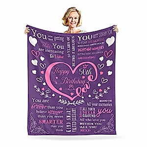 50 Year Old Gifts for Women 50th Birthday Gifts for Women Blanket 50"x60" Gifts for 50 Year Old Woman Happy 1973 Birthdy Gifts for Her Wife Sister Mom Friends Grandmother Coworker Birthday Gift Ideas