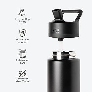 Simple Modern Kids Water Bottle with Straw Lid | Insulated Stainless Steel Reusable Tumbler for Toddlers, Girls, Boys | Summit Collection | 14oz, Dinosaur Roar