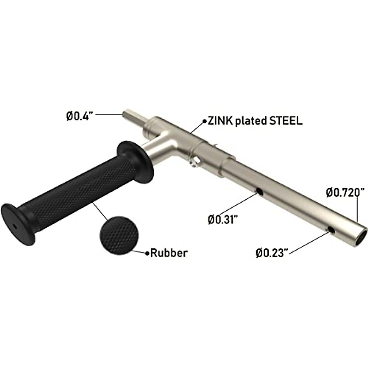 Ice Auger Drill Adapter with Handle - 18mm/0.720" Output Shaft Diameter - Steel Cordless Drill Attachment for Ice Auger Drill Conversion