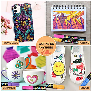 IVSUN Paint Pens Paint Markers, 20 Colors Oil-Based Waterproof Paint Marker Pen Set, Never Fade Quick Dry and Permanent, Works on Rocks Painting, Wood, Fabric, Plastic, Canvas, Glass, Mugs, DIY Craft