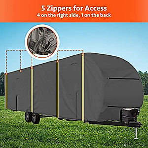 NEH Top Travel Trailer RV Cover for 38ft - 40ft Length RV Cover, Ripstop Camper Cover, Tearproof Waterproof Motorhome Cover