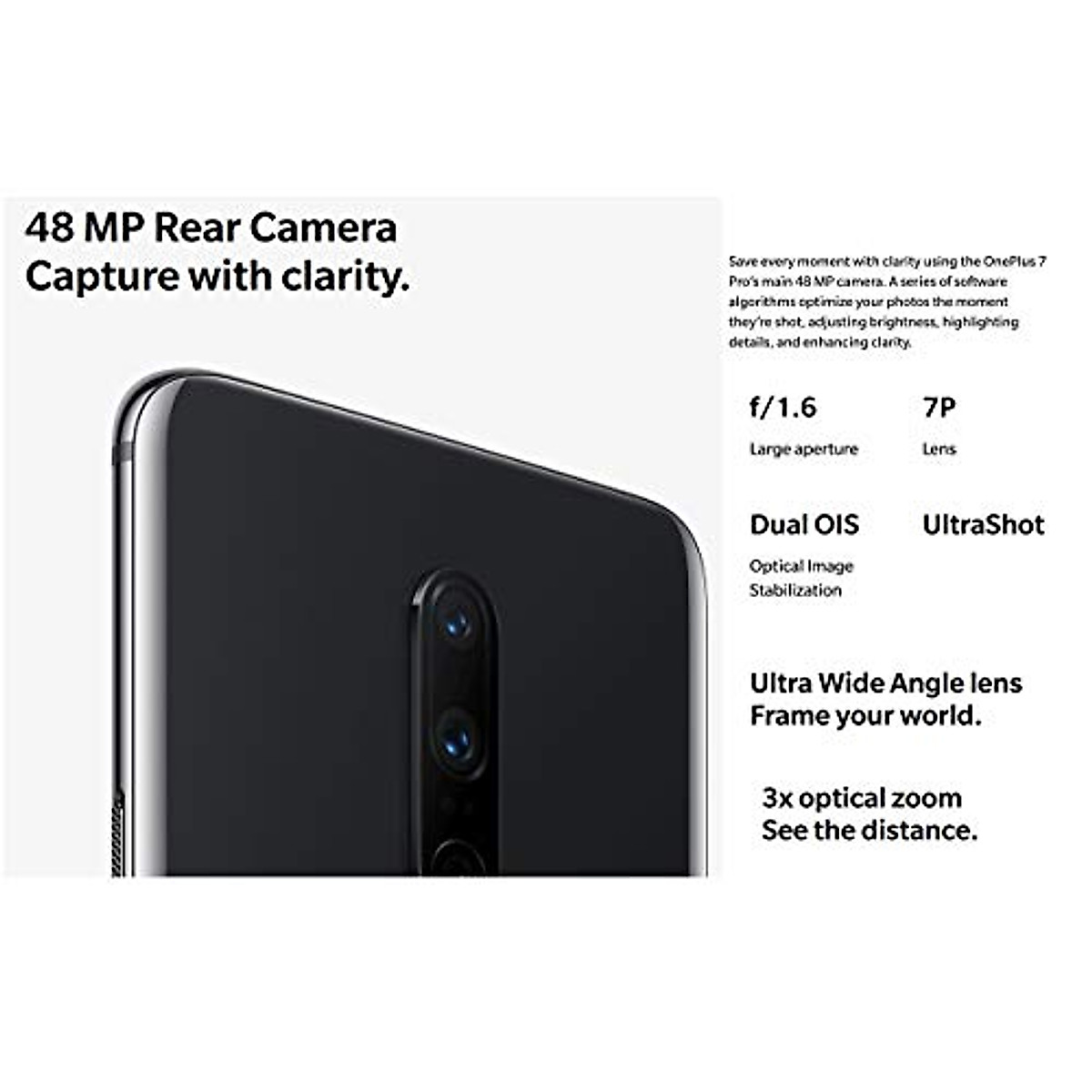OnePlus 7 Pro 256GB ROM 8GB RAM Factory Unlocked 6.67 inch QHD+ AMOLED 90Hz Display Dual SIM Mirror Gray