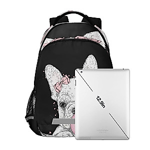Backpack Bookbag Cute French Bulldog School Bag Travel Bag for Girls Boys Teen Age 6-12