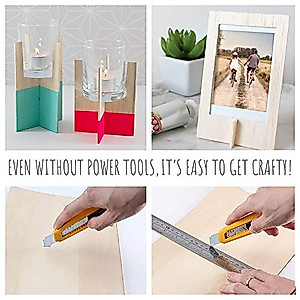 LotFancy Plywood Sheets for Crafts, 14pc Blank Unfinished Basswood Sheets, Thin Rectangle Wood Board Cutouts Pieces, 2 Sizes - 12Pc 150x100mm (6x4in), 2Pc 300x200mm (12x8in)