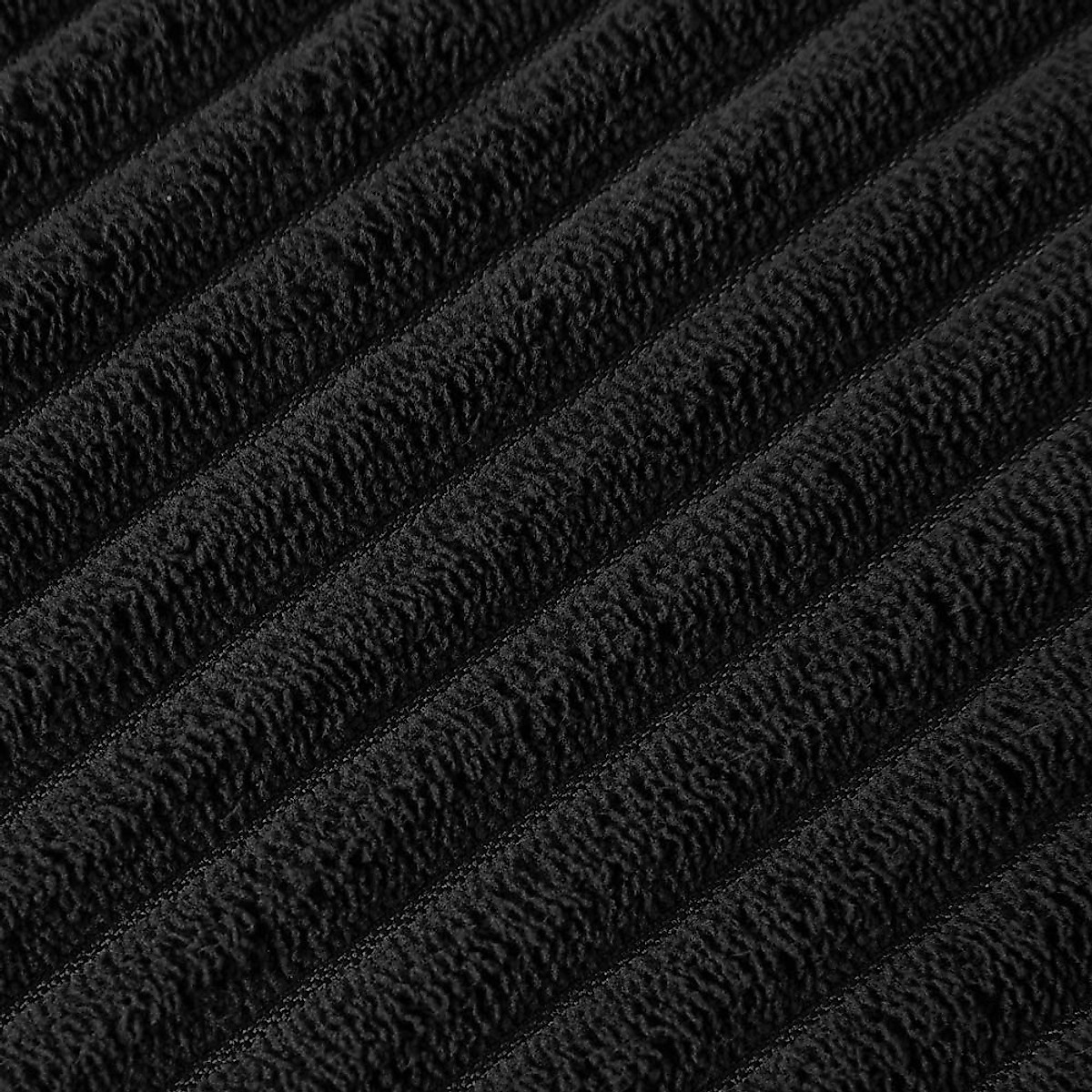 Fancy Homi Pack of 2 Black Decorative Throw Pillow Covers with Pom-poms, Soft Corduroy Solid Square Cushion Cases Set for Couch Sofa Bedroom Car Living Room (18x18 Inch/45x45 cm, Black)