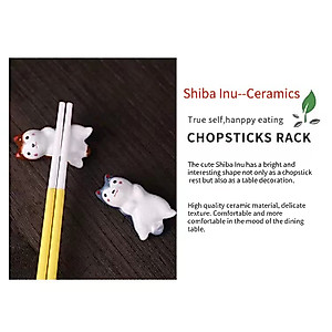 ABOING Japanese grocery animal series Cute cartoon dog Shiba Inu chopsticks stand decoration Exquisite and bright ceramics(10pcs)