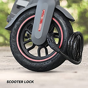 LEQISMART Scooter Lock for A8 Electric Scooter Adults, Bike Lock with 4 Digit Resettable Combination, 4 FEET Long with 1/2 in Diameter