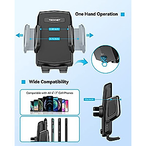 TECKNET Cup Holder Phone Mount for Car - Vent Clip with Cars, Trucks - Adjustable Gooseneck Cradles - Compatible with iPhone, Samsung, Google and Other 4''-7'' Cell Phones
