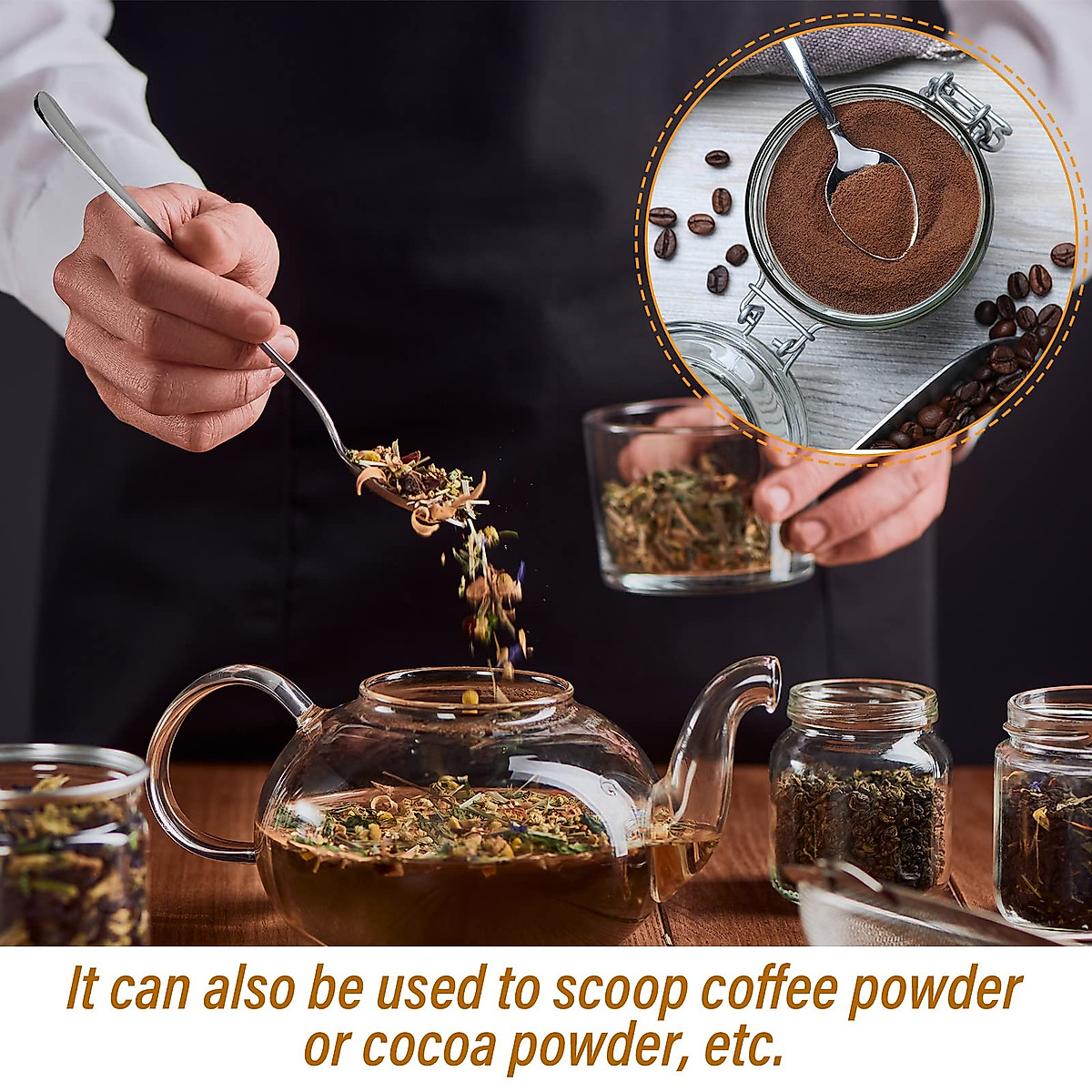 Roshtia Long Handle Spoons, 7.6 Inch Ice Tea Spoon, Long Handle Coffee Spoons, Coffee Stirrers, Ice Cream Spoon, Stainless Steel Coffee Spoons, Cocktail Stirring Spoons (24 Pieces)