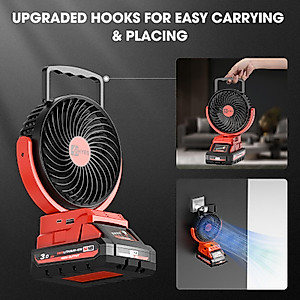 ohyes Jobsite Fan Compatible with Milwaukee M18 Battery Brushless Motor with USB A+C Fast Charging for Camping Outing & Concert(Battery not included)