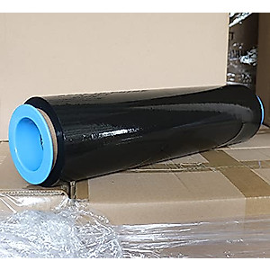 BOMEI PACK Black Stretch Wrap Industrial Strength with Plastic Handle 18" x 1000 Feet 80 Gauge 4 Pack, Black Shrink Wrap, Self-Adhering Black Plastic Wrap for Shipping, Moving