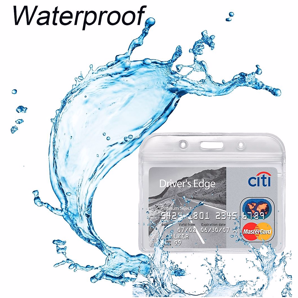 YOUOWO 12 Pack Horizontal ID Card Badge Holders 3.2 x 3.85 inches, Fits 2.3 x 3.5 Name Tag Insert Waterproof Punched Zipper Resealable Clear Plastic Labels Credit Cards