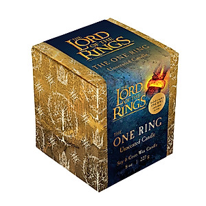 The Lord of the Rings Glass Candle, 8oz - Ring of Power Replica Reveals When Wax is Burned, Unscented - Gift for LOTR Fans