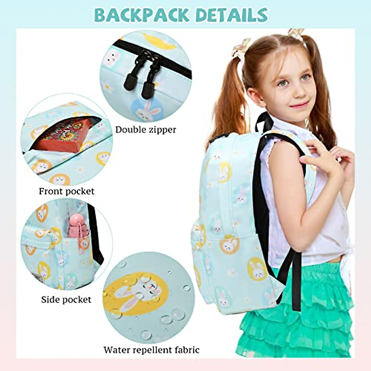 mygreen Kids' 16" Backpack for Elementary School, Rainbow Green