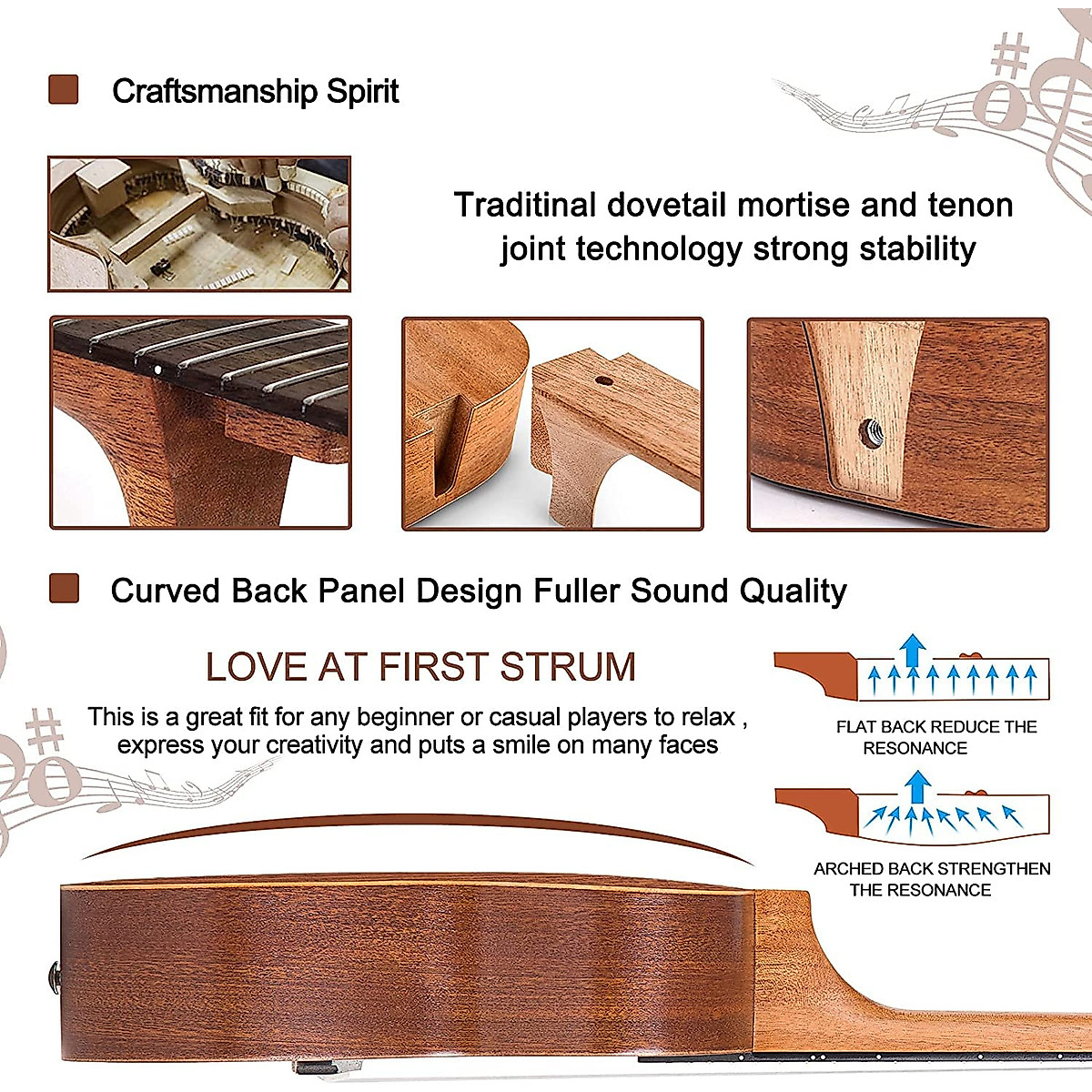 Everjoys Mahogany Soprano Ukulele Starter Kit - Professional 21 inch w/Case Strap Tuner Aquila Strings Pick (Natural Mahogany)