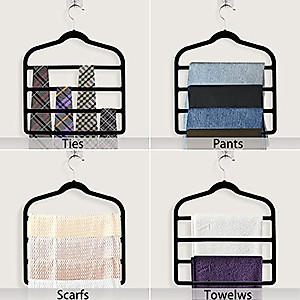 5 Pack Multifunctional Pants Rack Closet Organizer, can Put Pants Scarf tie, 4 Layer Magic Pants Rack Slack Pants Rack Save Space Non-Slip