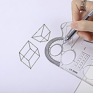 ulafbwur Multifunctional Ruler Geometric Ruler Clear Scale Multifunctional Bendable Drafting Tool Length Measurer for Students Protractor Bendable Ruler Clear