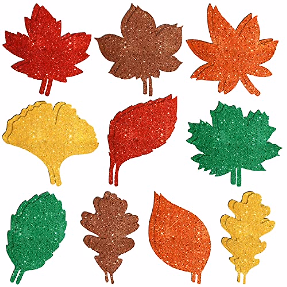 120 Pcs Glitter Paper Leaf Cutouts Fall Bulletin Board Cut Outs Fall Paper Leaf Cutouts Fall Cardboard Cutouts for Autumn Bulletin Board Classroom Thanksgiving Decor (Leaf)