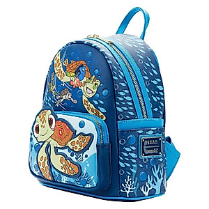 Loungefly Disney Pixar Finding Nemo Squirt and Crush Womens Double Strap Shoulder Bag Mini Backpack Purse
