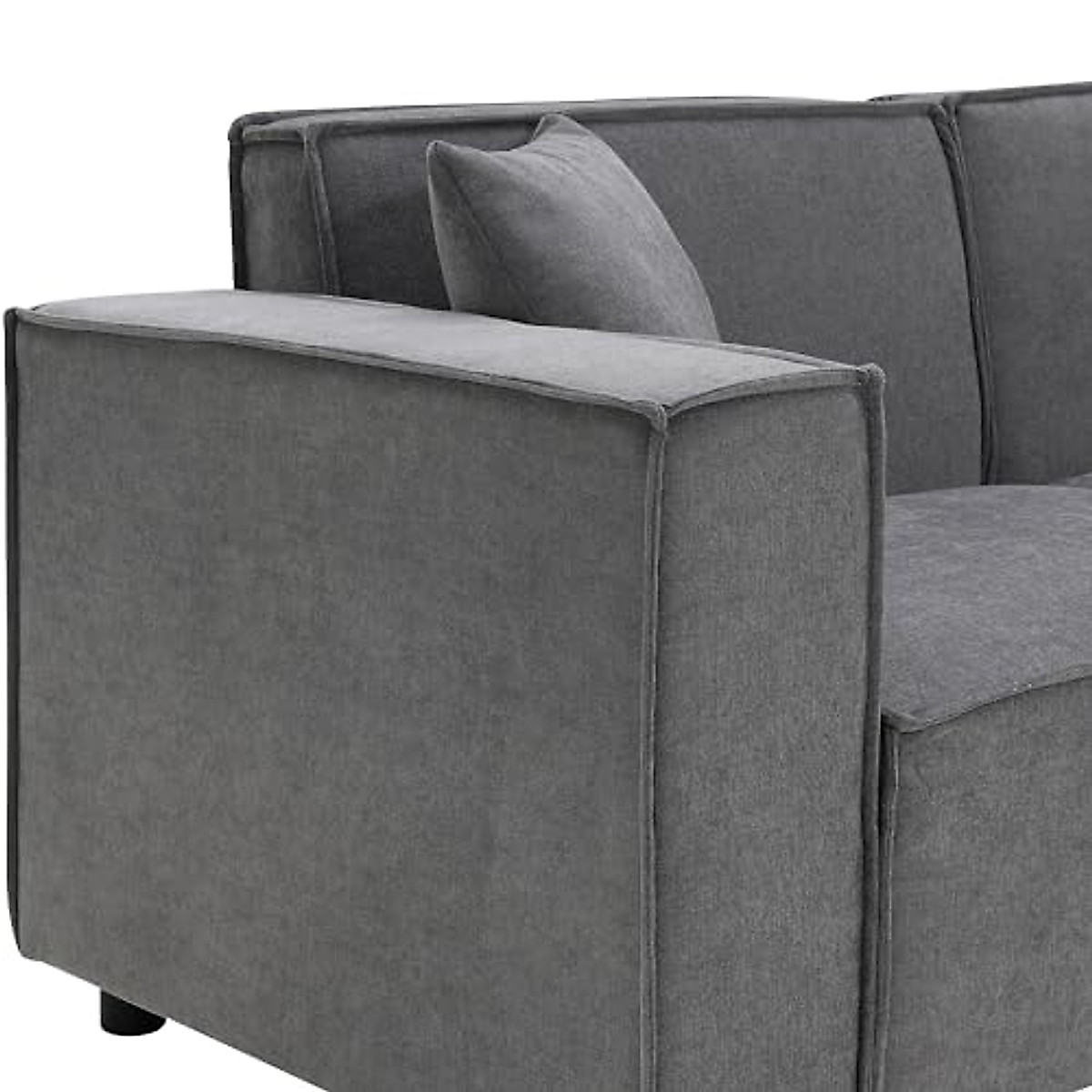 Brabrety 97 * 74" Modern Minimalist Style Sectional Sofa,L-Shaped Couch Set with 2 Free Pillows,5-seat Chenille Fabric Couch with Chaise Lounge for Living Room, Apartment, Office. (Grey#Chenille)