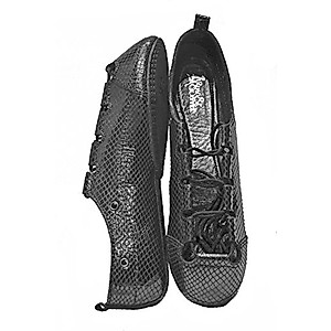 Irish Dance Pumps Soft Shoes - Diamond Stitch Leather Upper, Split Sole, Shock Absorbing Insole - UK Sizes Black