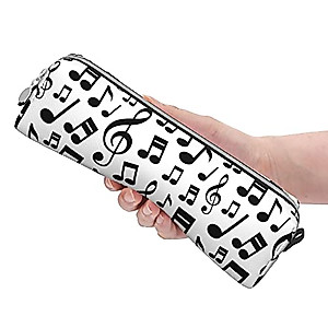 Music Notes Seamless Small Pencil Case Simple Pen Pouch Carrying Box for Adult With Smooth Zipper Durable Lightweight for Office Organizer Storage Bag