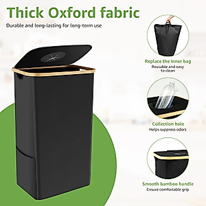 Recycling Bin for Kitchen, Large 29 Gallon 110L Recycle Bin with Lid Removeable Reusable Inner Bag, Collecting Glass Paper Plastic Metal Empty Bottles, Recycling Bin Zip-Top Can,Kitchen Recycling Bin