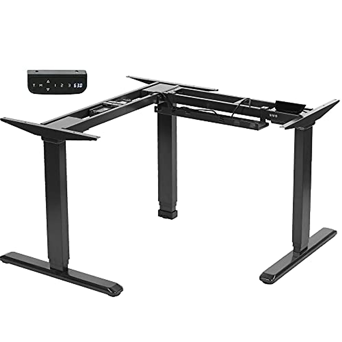 VIVO Electric Motor Sit Standing Height Adjustable Corner 3 Leg Desk Frame, Frame Only, Sit Stand Ergonomic L Frame, DESK-V133E