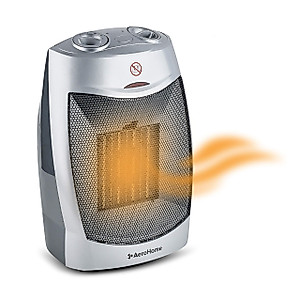 AeroHome 1500W / 750W Ceramic Portable Space Heater Indoor Electric Heater with Overheat & Tip Over Protection - Personal Room Heater with Thermostat Control for Home Bedroom and Office