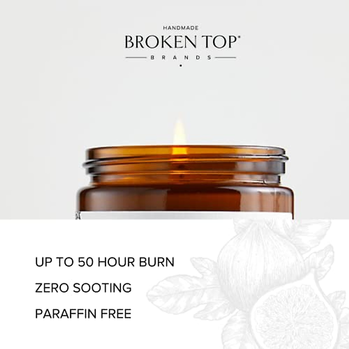 Broken Top - Oakmoss Fig|9 oz. Fig, Moss, Wood & Jasmine. Pure Soy Wax Candle. 50-Hour Burn Time. Natural Cotton Wick, Vegan, No Parabens, No Phthalates