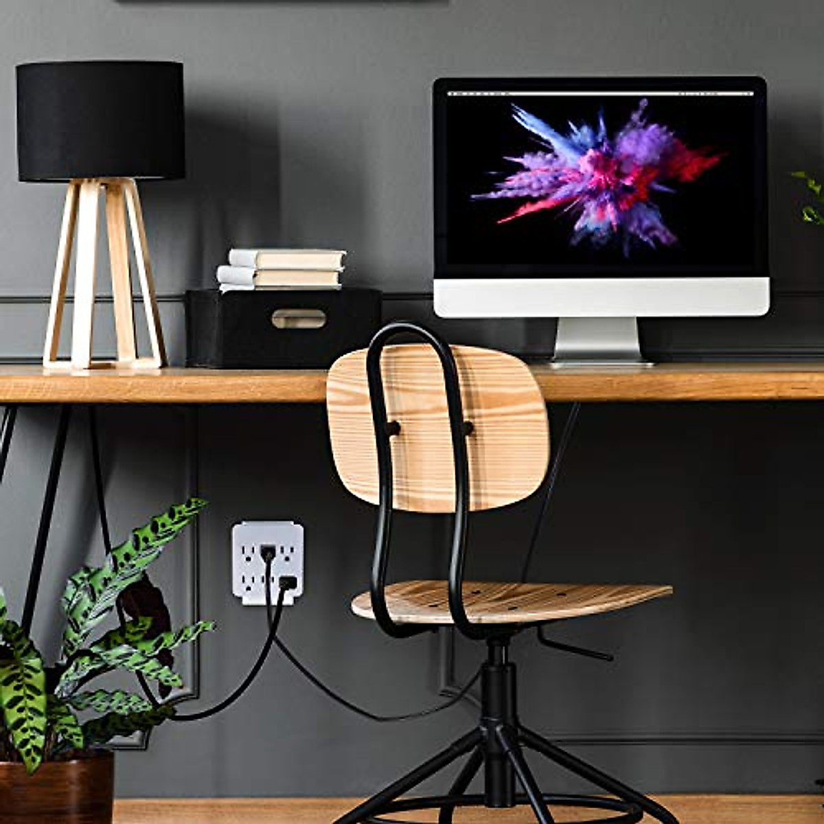 GE Pro 6-Outlet Extender Surge Protector, Wall Tap Adapter, Charging Station, Automatic Shutdown, 3-Prong, 1020 Joules, UL Listed, White, 36727